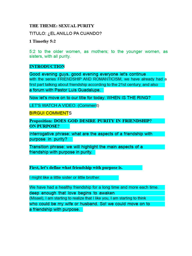 THEMATIC SERMON - FRIENDSHIP WITH PURPOSE. | PDF | Love | Marriage