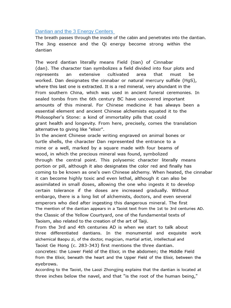 Dantian and The 3 Energy Centers | PDF