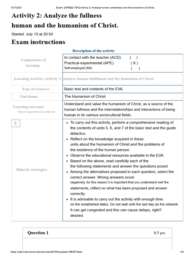 Exam - (APEB2-15%) Activity 2 - Analyze Human Fulfillment and The ...
