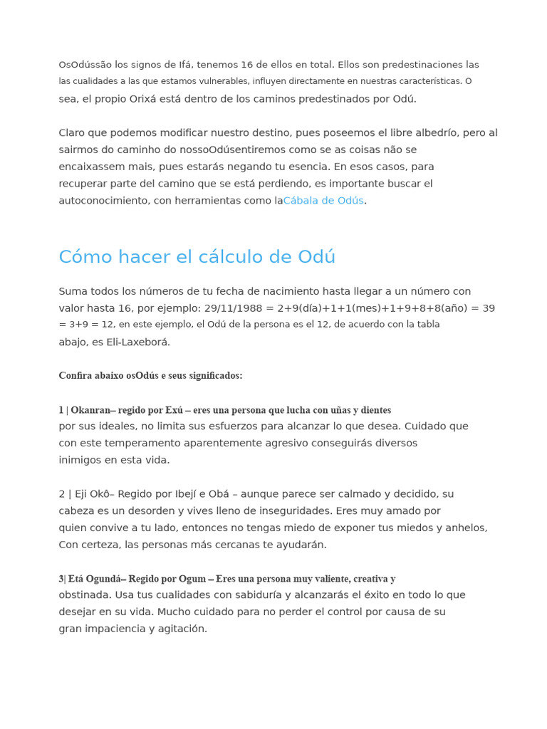 Signos de Ifá: Conoce tu Odú y destino | PDF