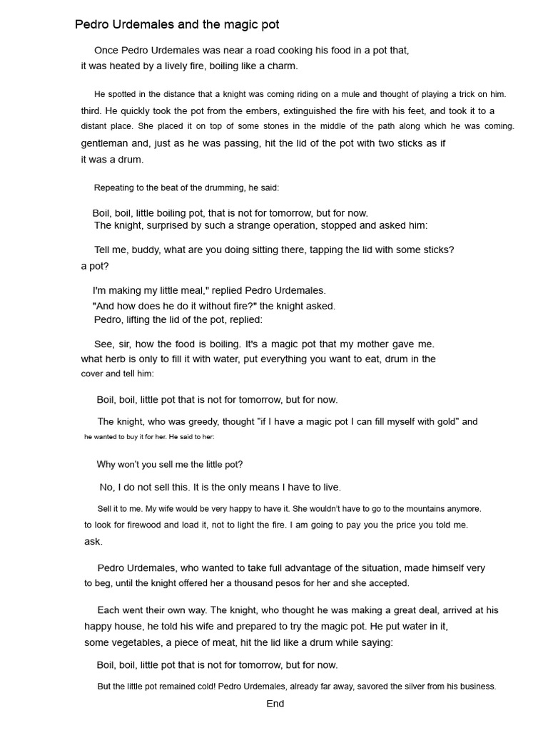 Pedro Urdemales' Magic Pot Trick | PDF