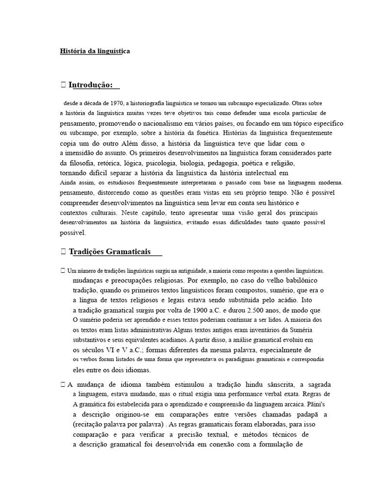História da Linguística | PDF | Linguística | Gramática