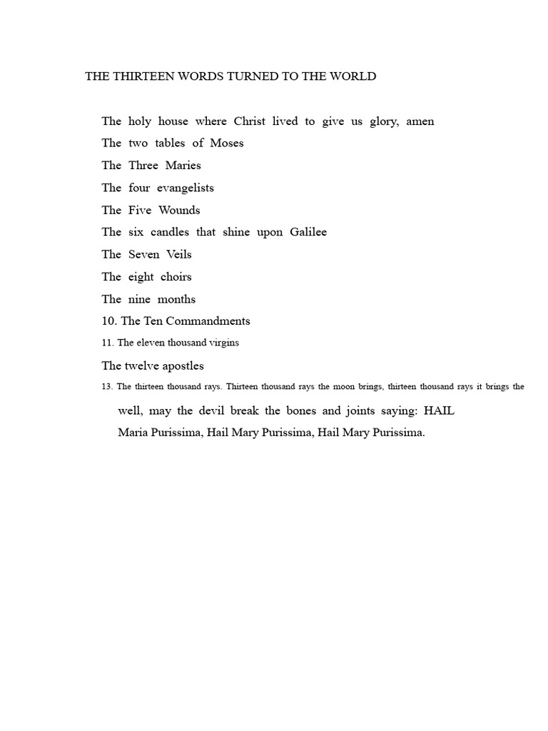 THE THIRTEEN WORDS TURNED TO THE WORLD.docx | PDF