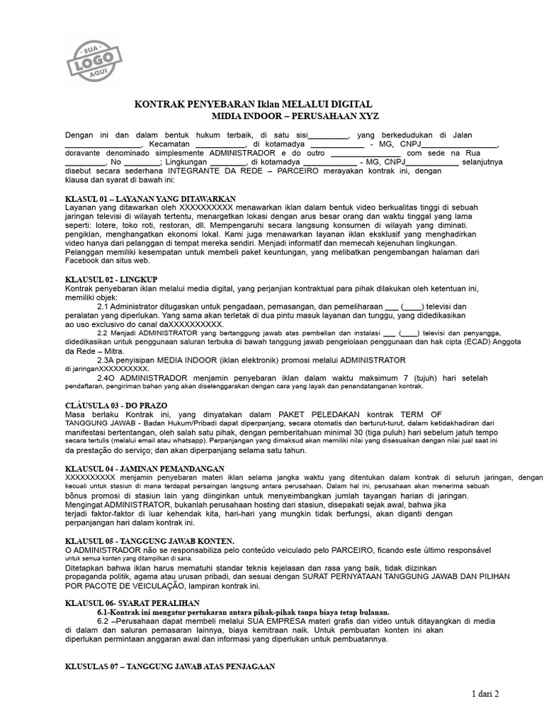Model Kontrak MITRA | PDF