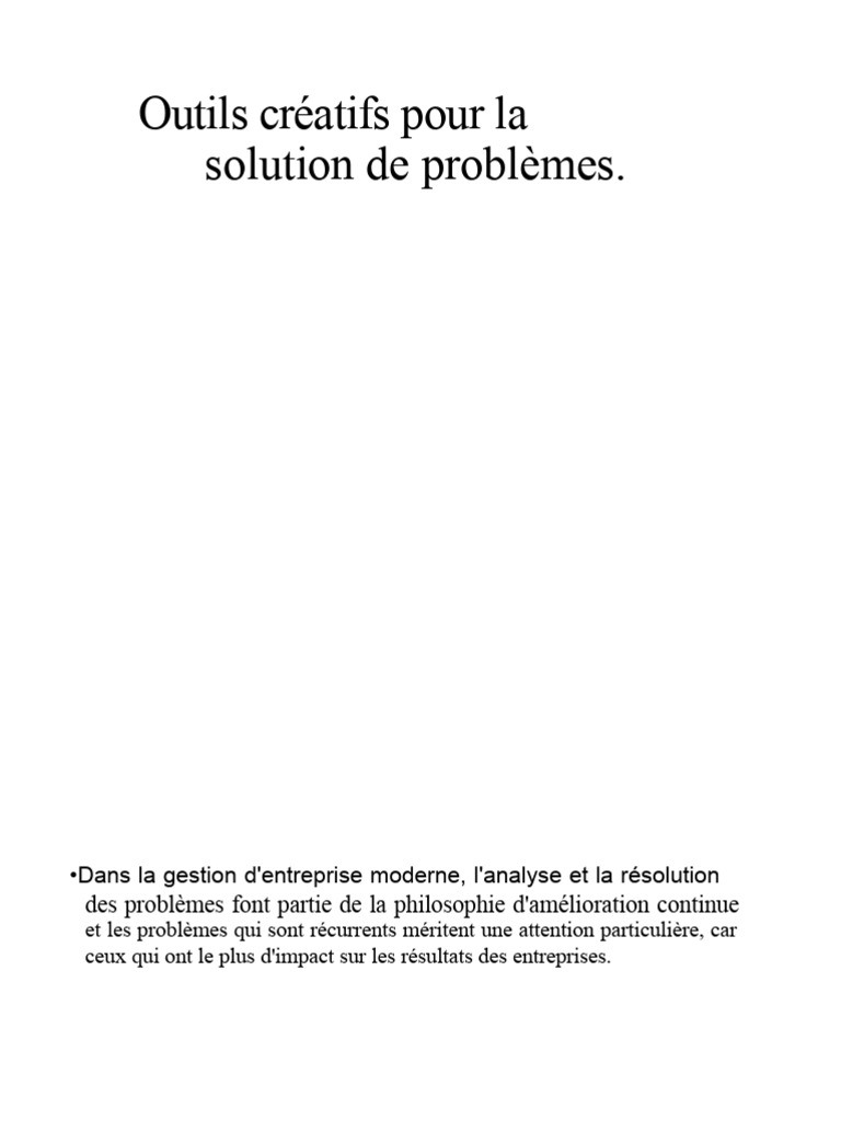 Outils créatifs pour résoudre des problèmes | PDF