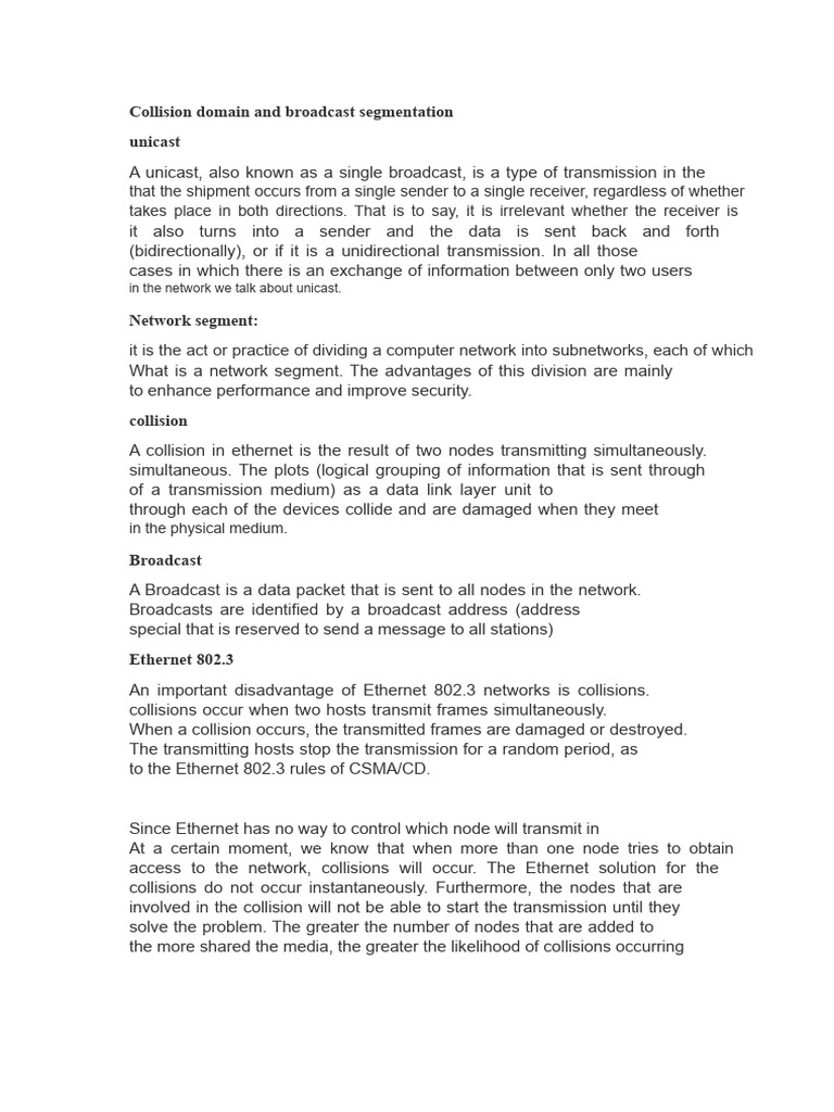 Collision and Broadcast Domain Segmentation | PDF | Network Switch ...