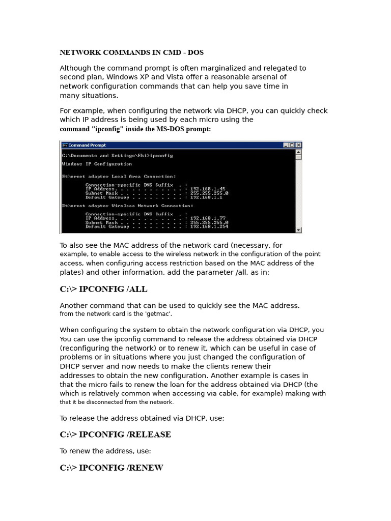 Network Commands in CMD - Dos | PDF | Ip Address | Computer Science
