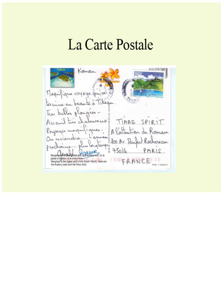 A1 Tarjeta Postal FLE | PDF | Comunicación escrita