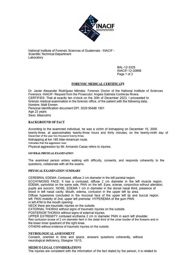 384284185-Forensic Medical Report | PDF | Diseases And Disorders ...