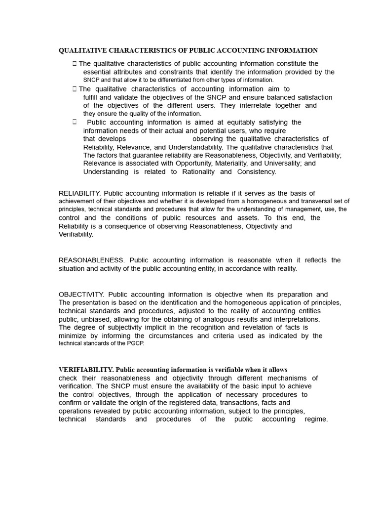 Qualitative Characteristics of Public Accounting Information | PDF ...