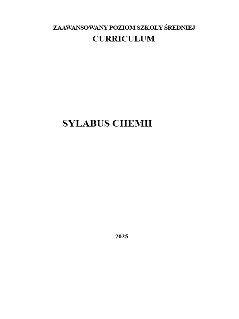 Program nauczania chemii na poziomie A 2025 | PDF