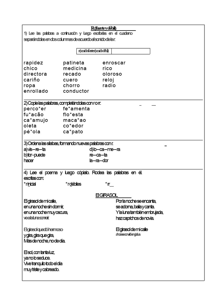 ORTOGRAFÍA R (Fuerte y Débil) | PDF