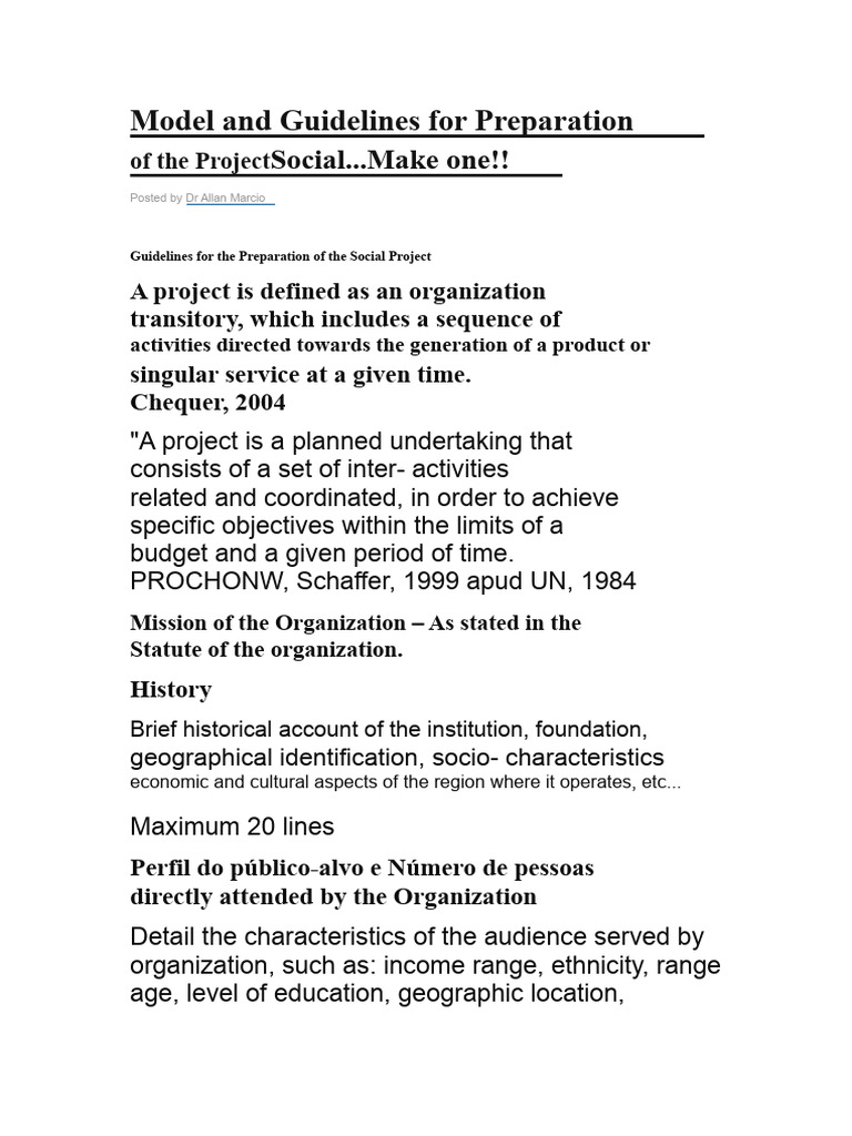Guidelines for Social Project Preparation | PDF | Evaluation | Target ...