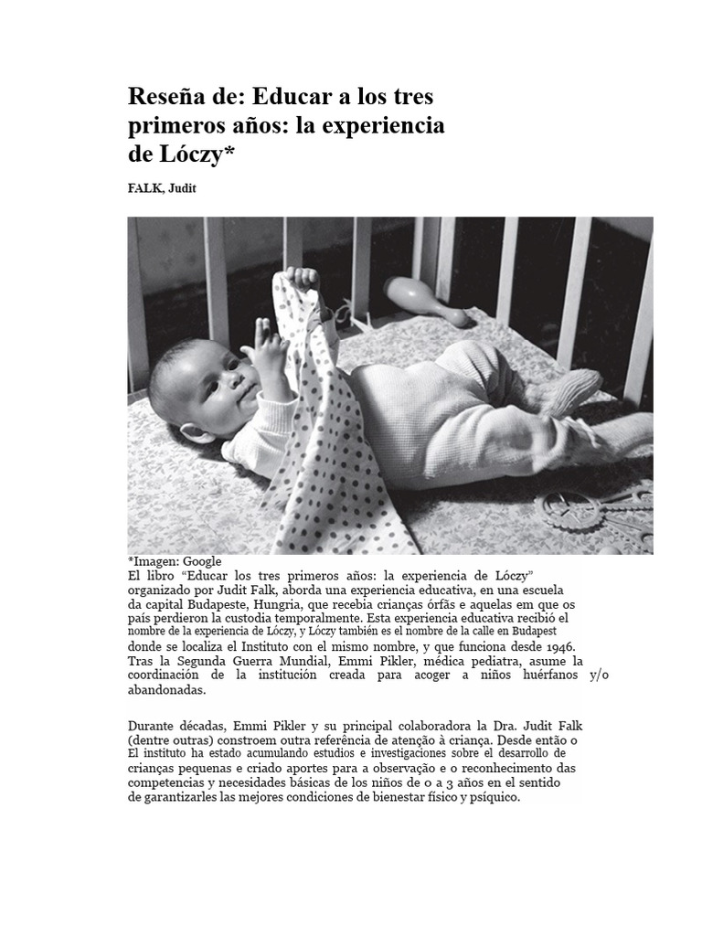 FALK, Judith - Educar Los Tres Primeros Años - La Experiencia de Lóczy ...