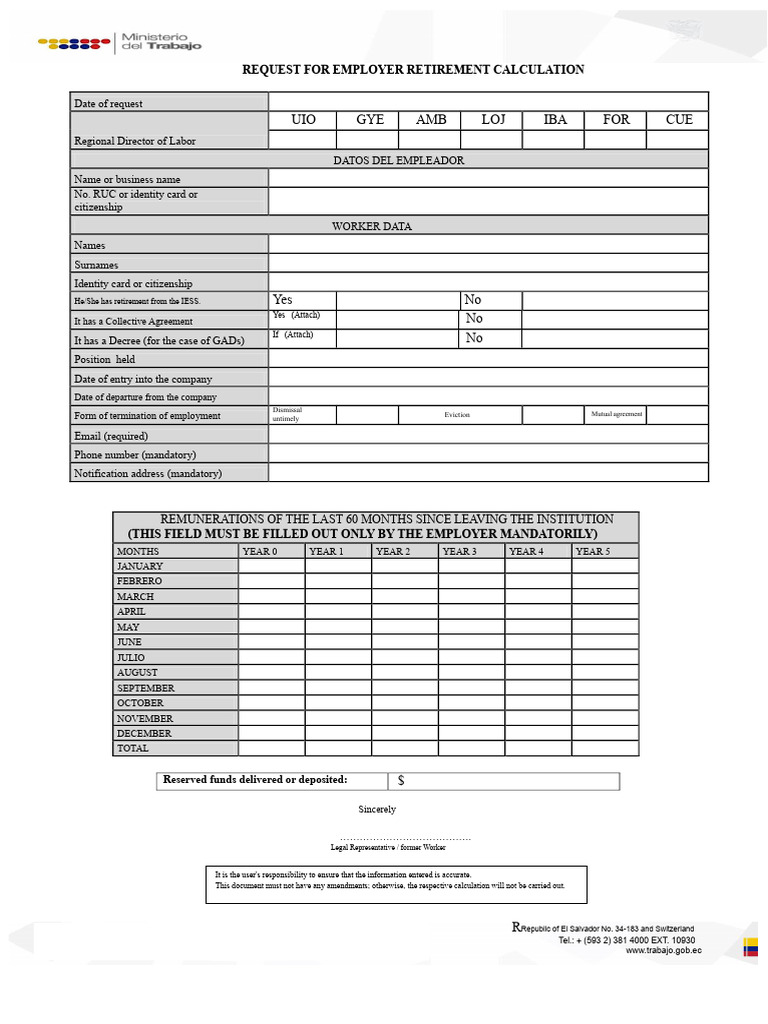 Employer Retirement Calculation Request | PDF | Labor | Business