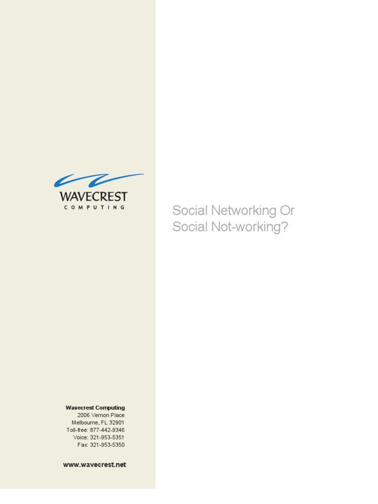 Social Networking or Social Not-Working?: Wavecrest Computing | PDF | Social Networking Service ...