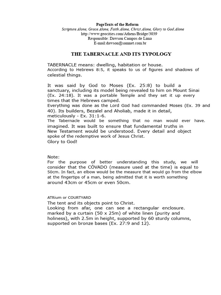 THE TABERNACLE AND ITS TYPOLOGY | PDF | Tabernacle | Altar