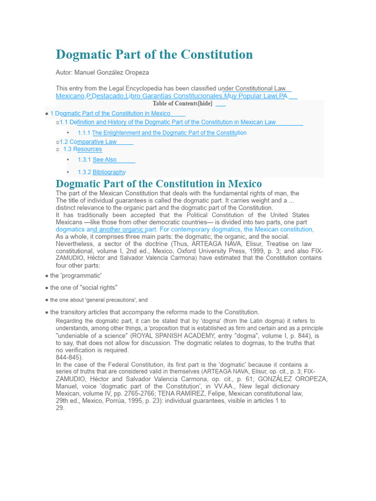 Dogmatic and Organic Part of The Constitution | PDF | Authoritarianism ...
