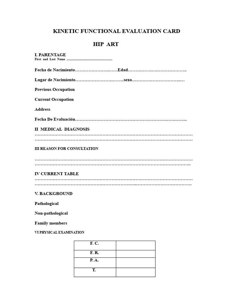 Kinetic Functional Evaluation Sheet | PDF | Anatomical Terms Of Motion ...