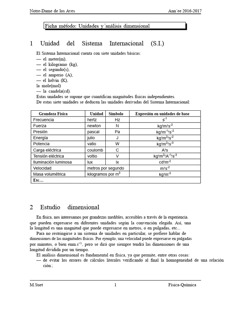 Análisis Dimensional en Física y Química | PDF | Kilogramo | Sistema ...