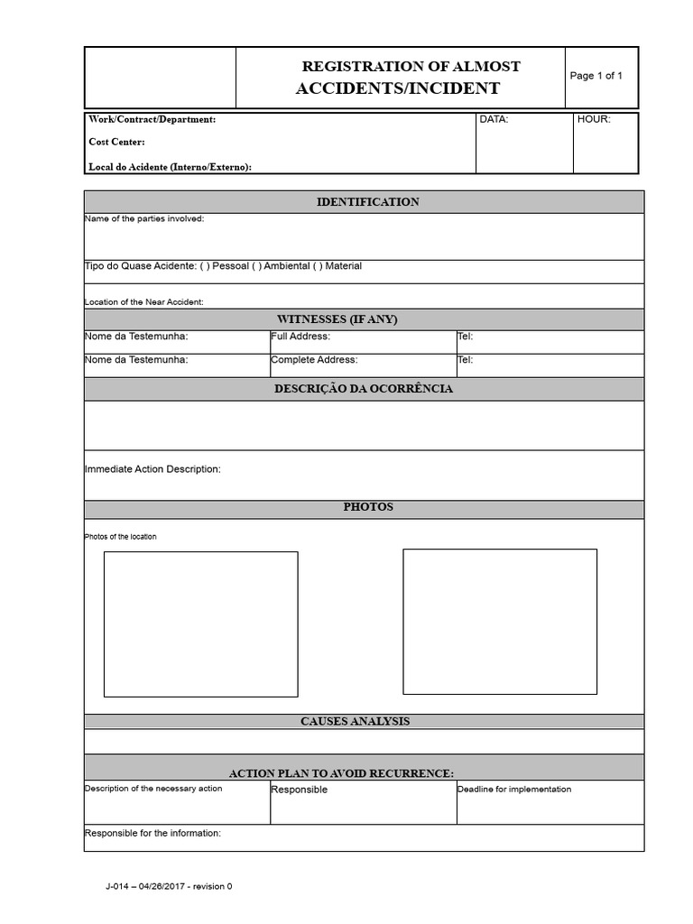 Near Accident Registration Form | PDF