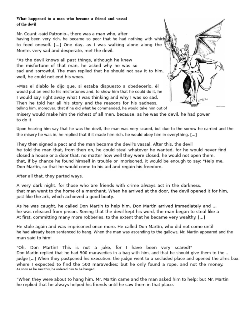 What Happened to a Man Who Became Friends and a Vassal of the Devil | PDF