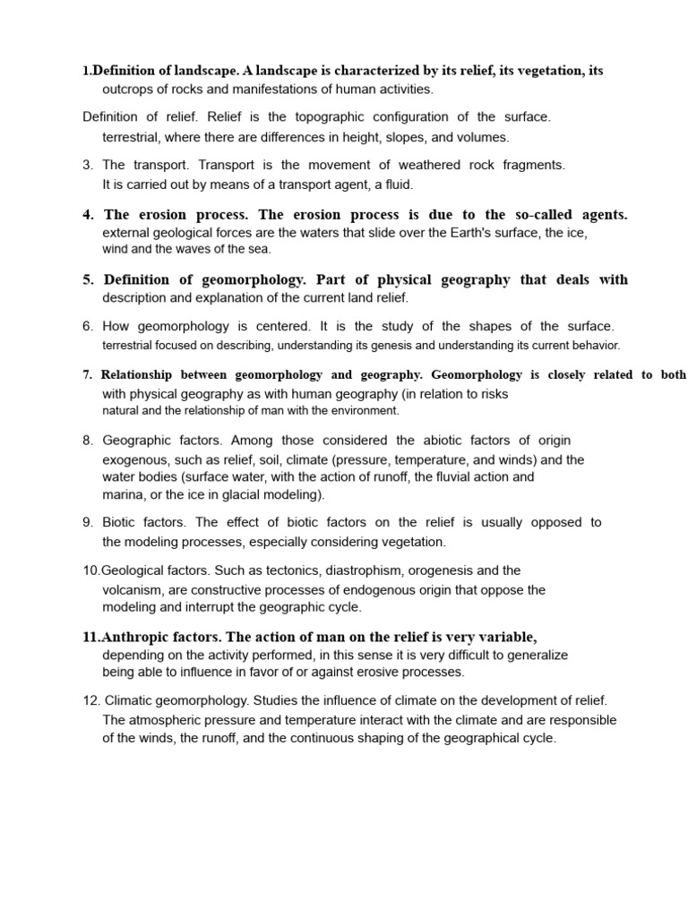 Geomorphology Questionnaire 1 | PDF | Geomorphology | Oceans