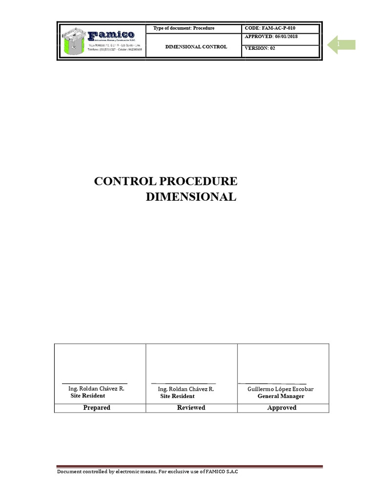Dimensional Control Procedure FAM-AC-P-010 | PDF | Specification ...