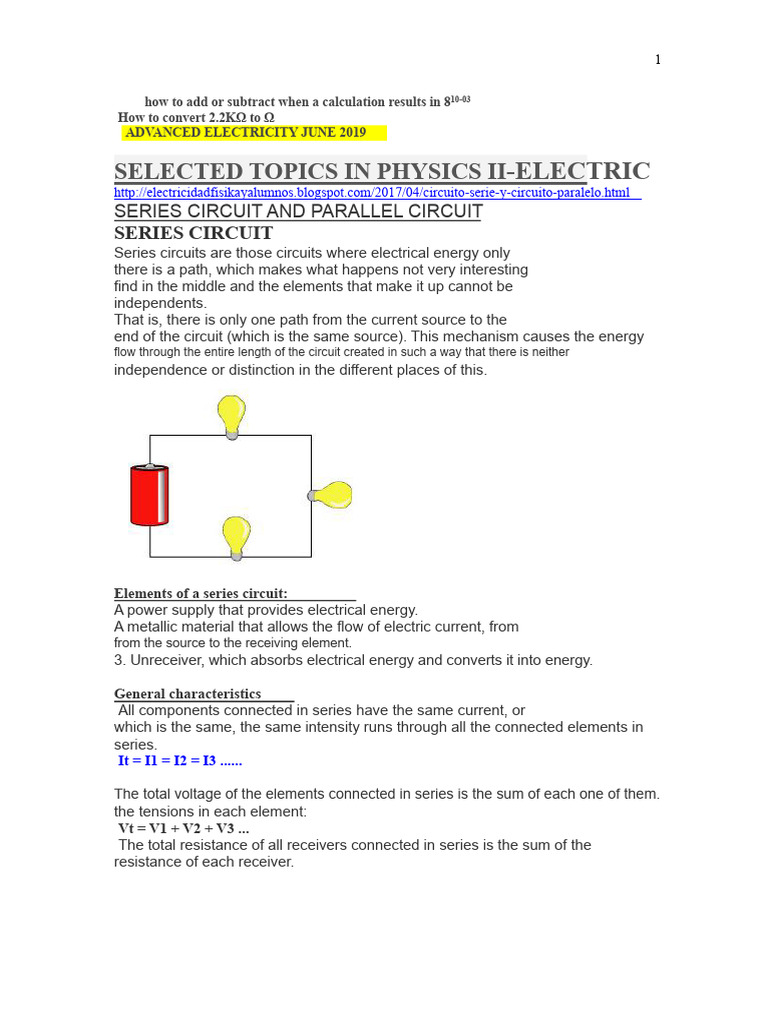 1st Advanced Electricity KIRCHHOFF's LAWS | PDF | Series And Parallel ...
