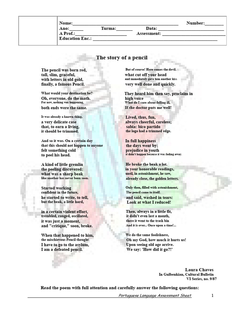 The Story of a Pencil: Poem Analysis | PDF | Adjective | Grammar