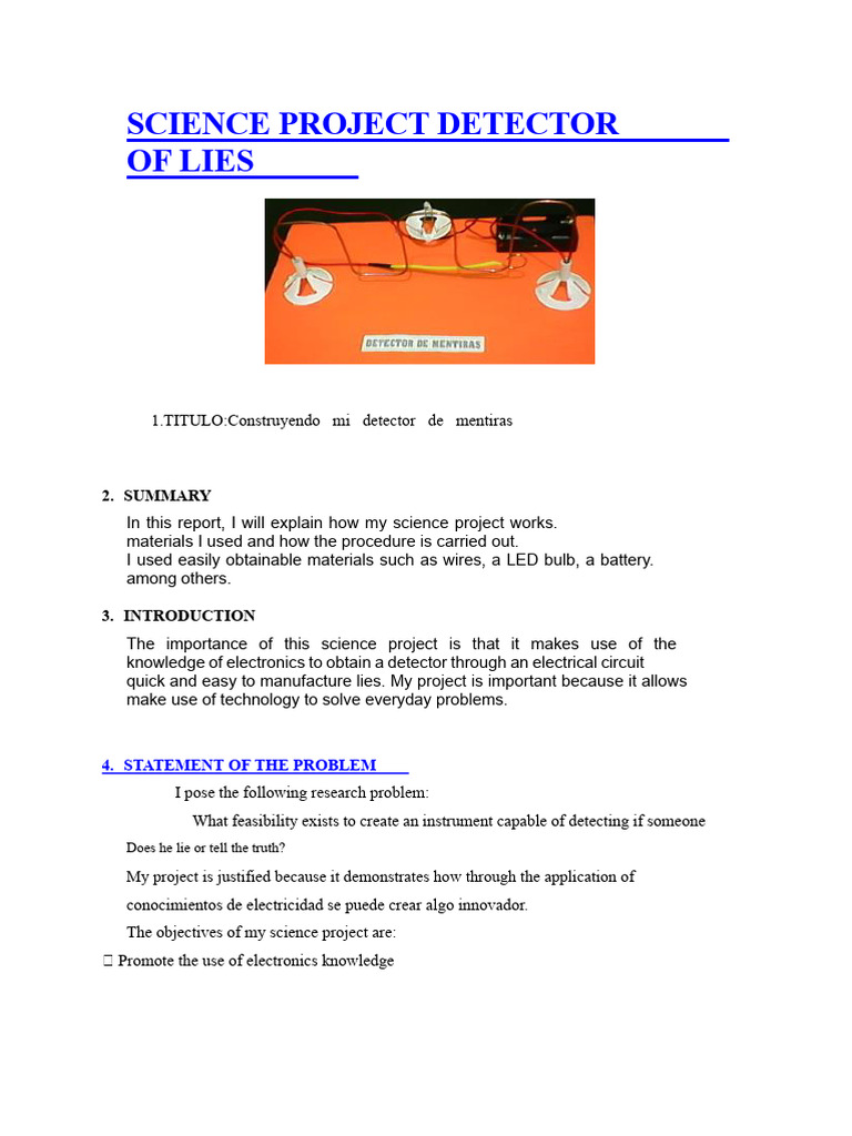 Build Your Own Lie Detector Project | PDF | Sensor | Light Emitting Diode