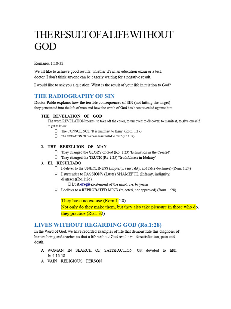 Consequences of Living Without God | PDF