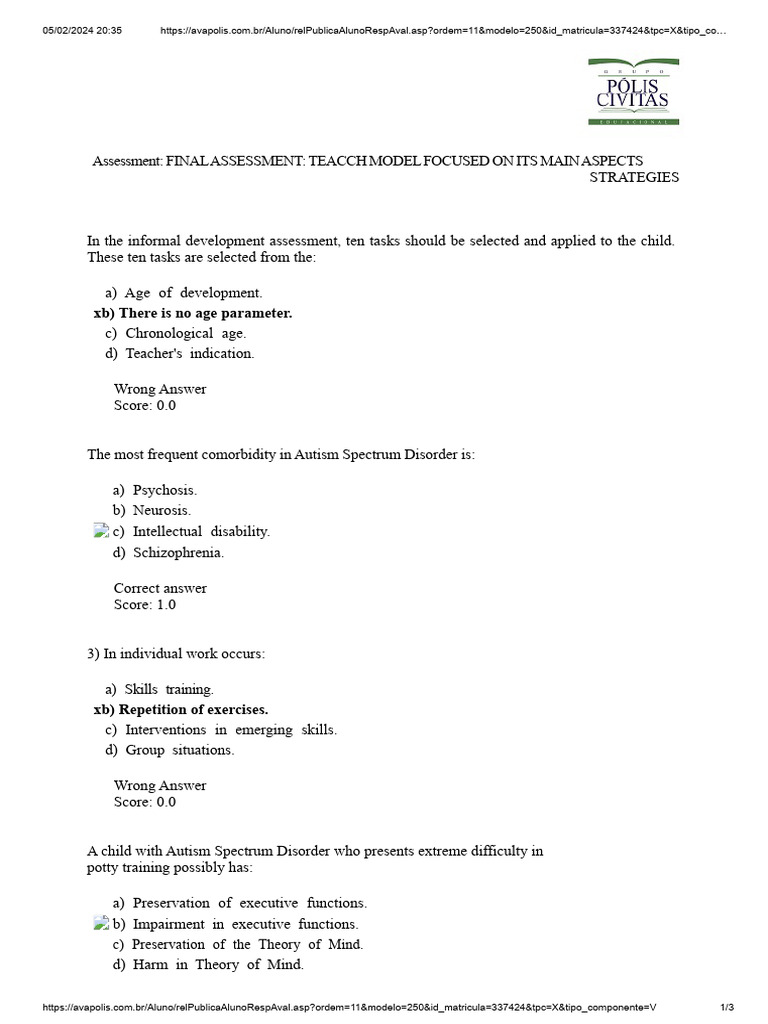 TEACCH MODEL WITH EMPHASIS ON ITS MAIN STRATEGIES | PDF | Autism ...