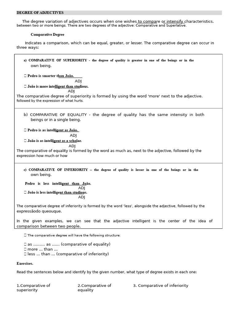 Understanding Adjective Degrees | PDF | Adjective | Grammar