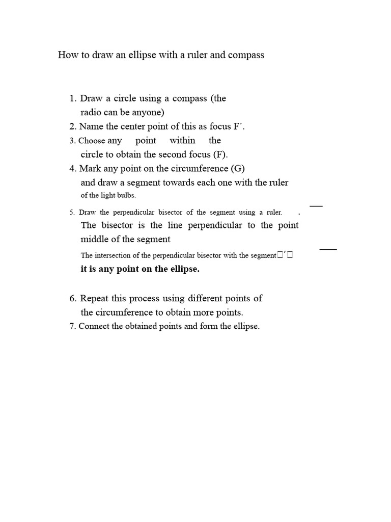 How To Draw An Ellipse With A Ruler and Compass | PDF