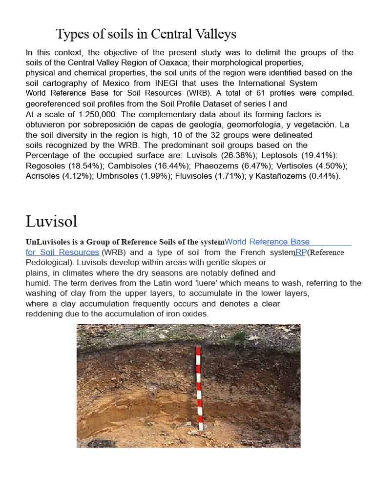 Types of soils in Central Valleys | PDF | Earth Sciences | Physical ...