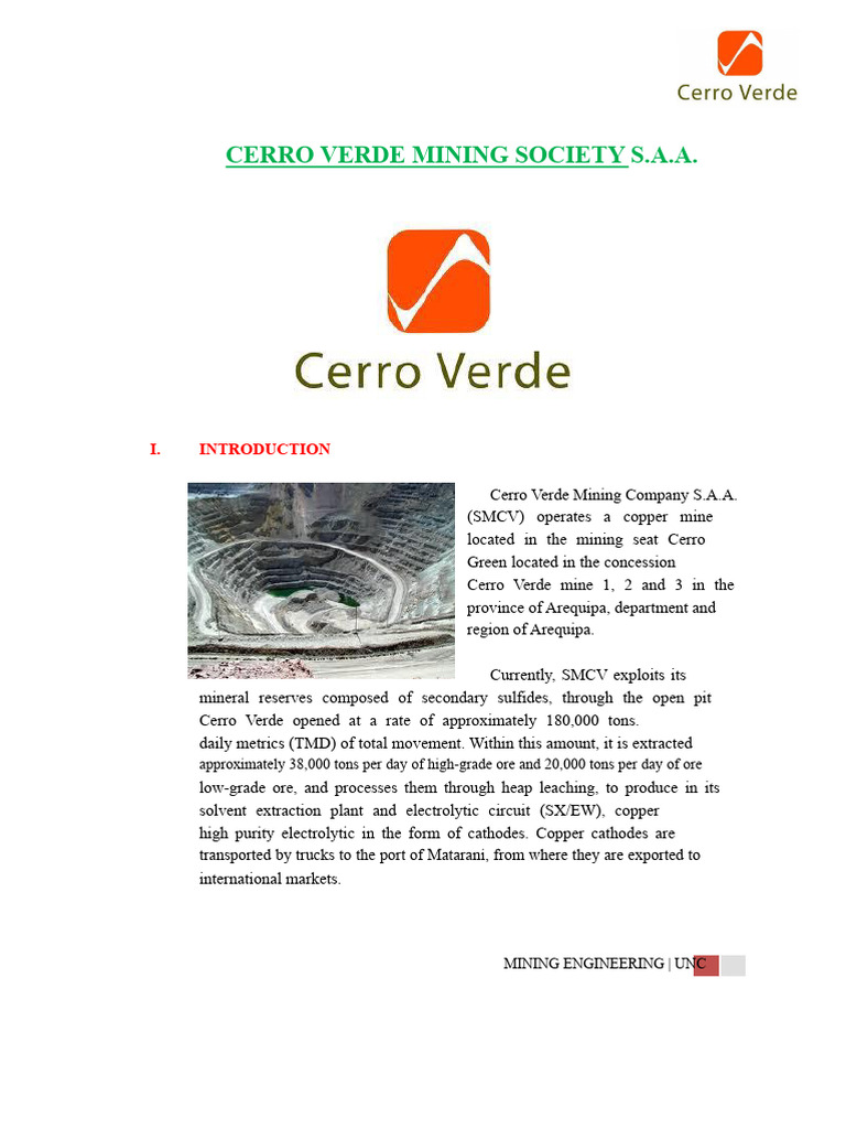 Cerro Verde Mining Operations Overview | PDF | Mining | Ore