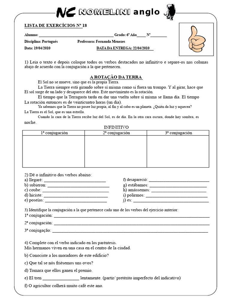 Verbo Lista de Ejercicios #18 | PDF