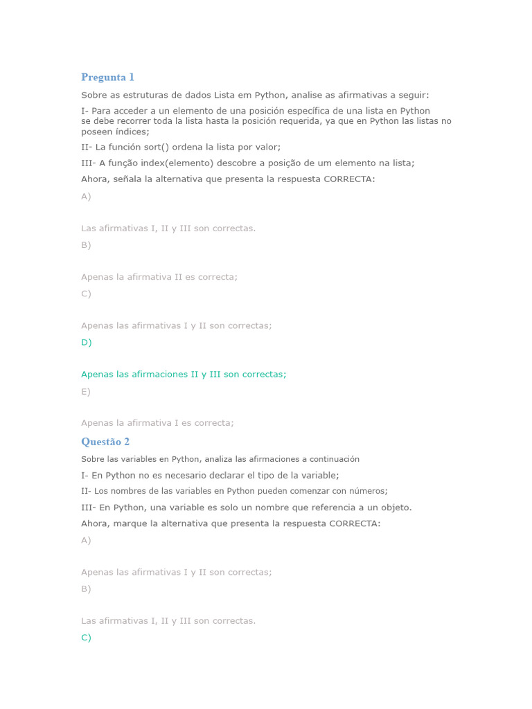 Plantilla Examen Python 2.semestre | PDF | Python (lenguaje de programación) | Variable ...