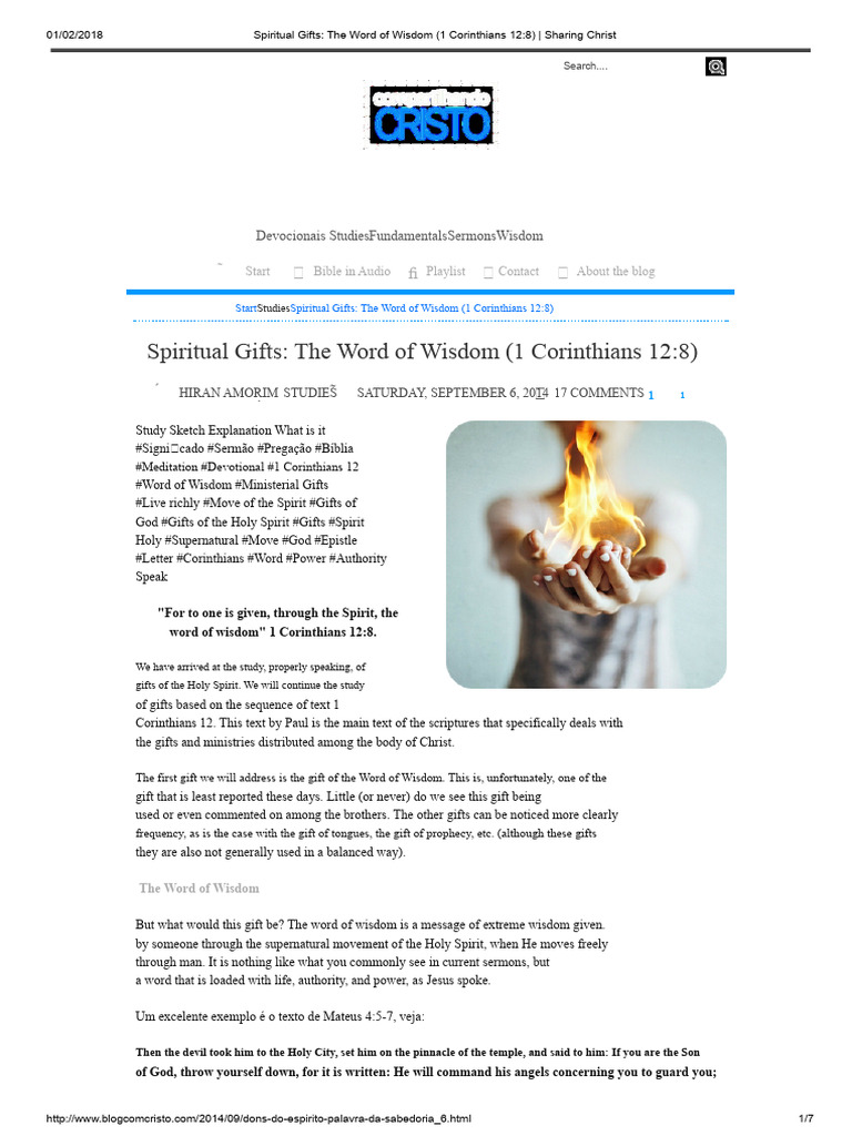 Spiritual Gifts - The Word of Wisdom (1 Corinthians 12 - 8) - Sharing ...