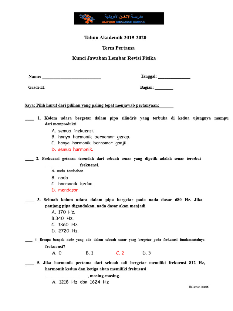 Kunci-Jawaban-Kelas-11A-Lembar-Revisi-Fisika-1 | PDF