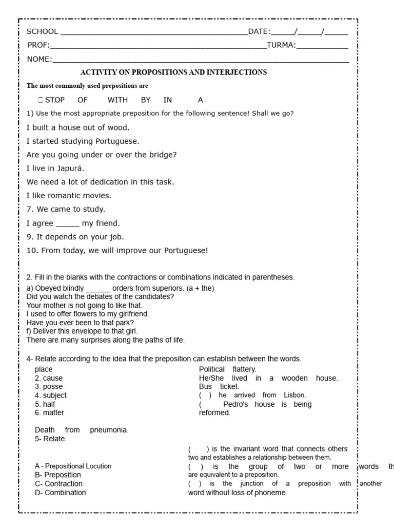 Prepositions and Adverbs Exercises | PDF | Adverb | Cost Of Living