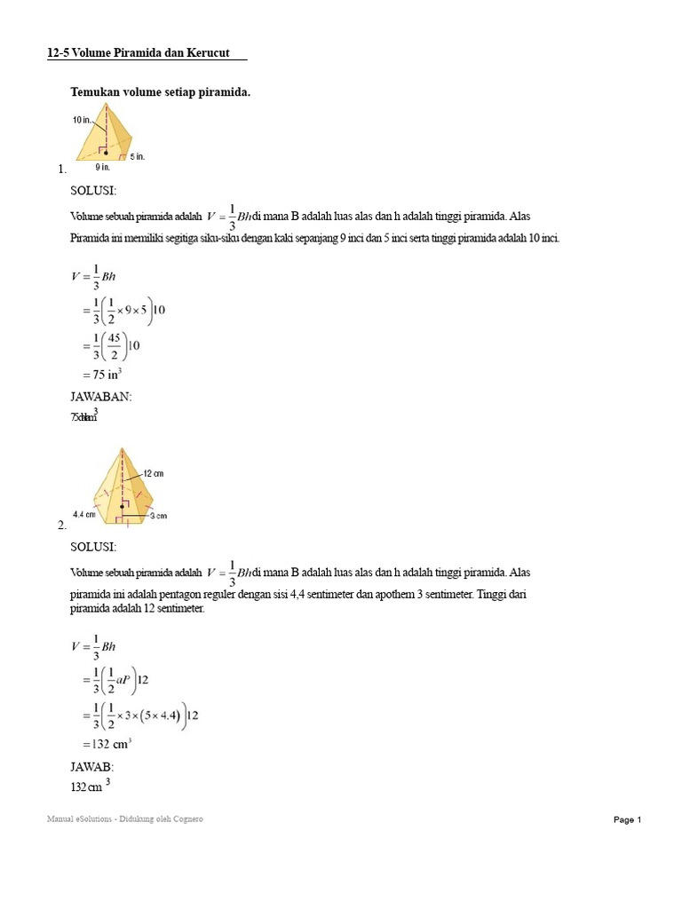 12-5 Volume Piramida dan Kerucut | PDF