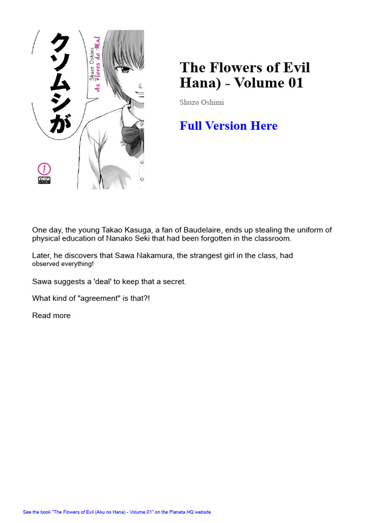 The Flowers of Evil: Volume 01 Summary | PDF