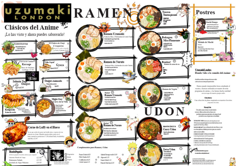 Menú de Anime Uzumaki Londres 2023 | PDF | Ramen | Cocina