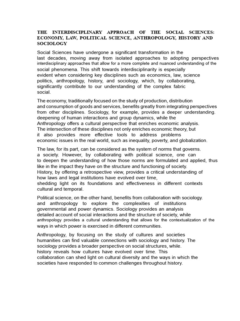 The Interdisciplinary Approach of Social Sciences | PDF | Social ...