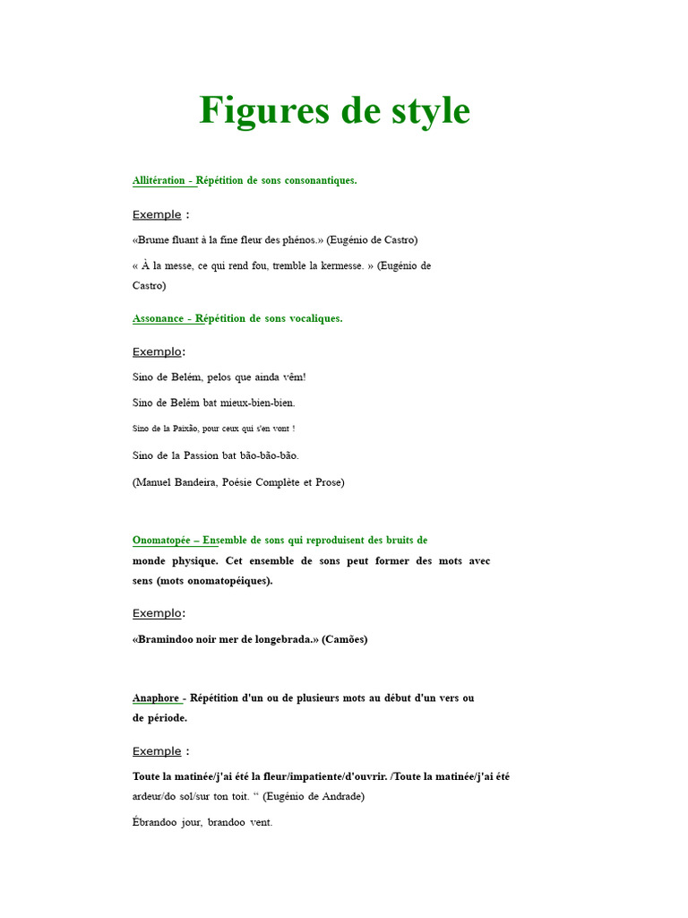 Figures de style en poésie expliquées | PDF | Mécanismes de la poésie ...