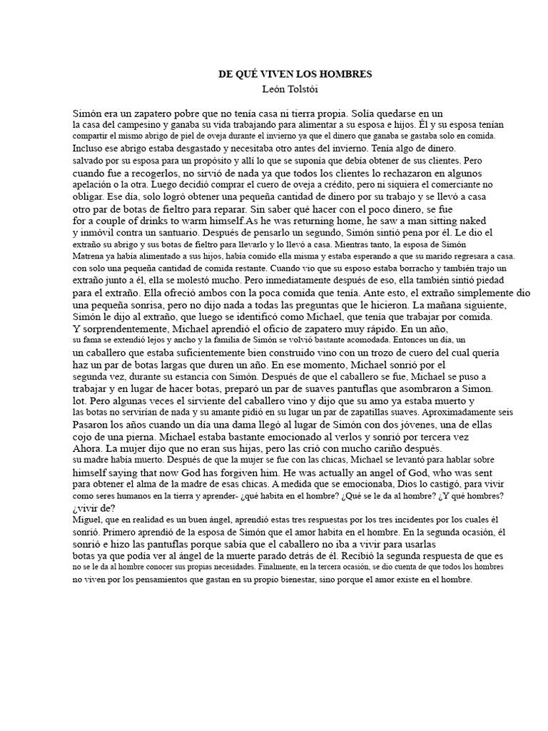 Lecciones de vida en "¿De qué viven los hombres?" | PDF