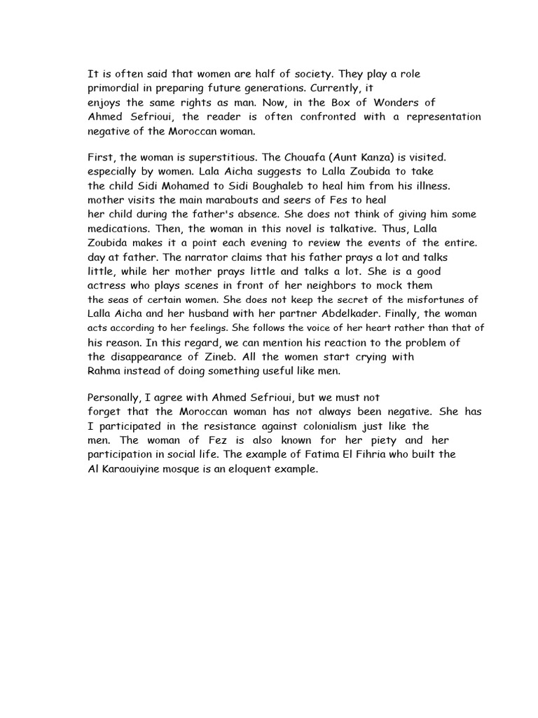 Written Expression On The Role of Women | PDF
