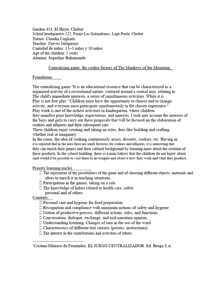 The Cookie Factory of The Little Monkeys of the Mountain | PDF